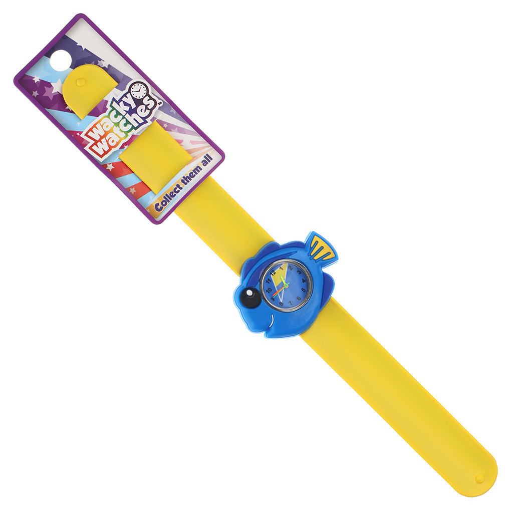 Yellow Silicone Slap Band Wacky Watch With A Blue, Yellow And Black ...