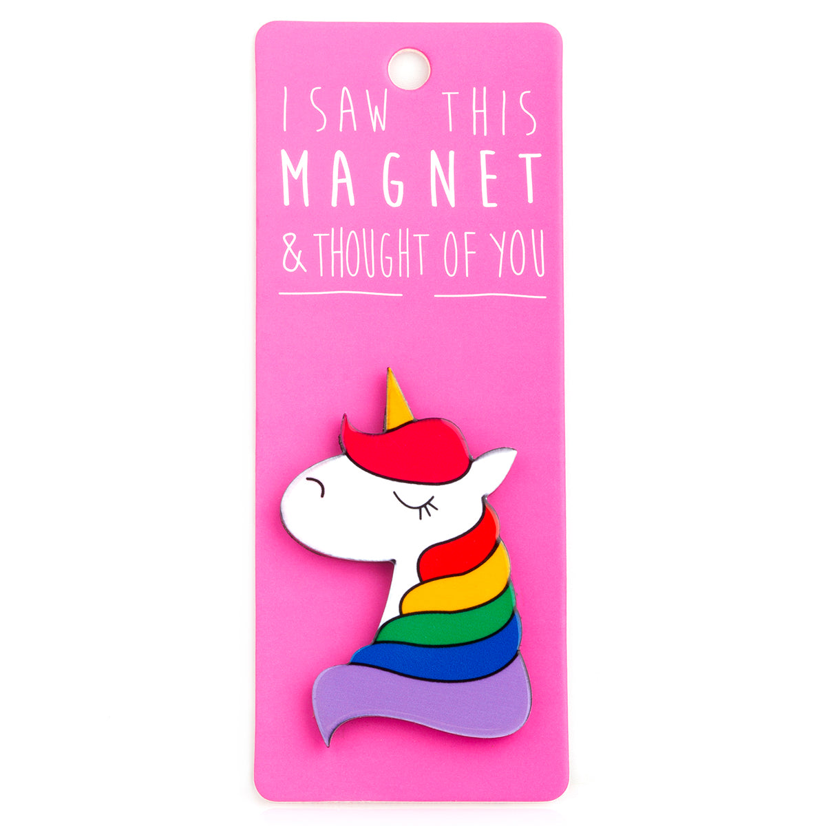 White Unicorn Head Fridge Magnet With A Multicoloured Mane – Stands Out Ltd