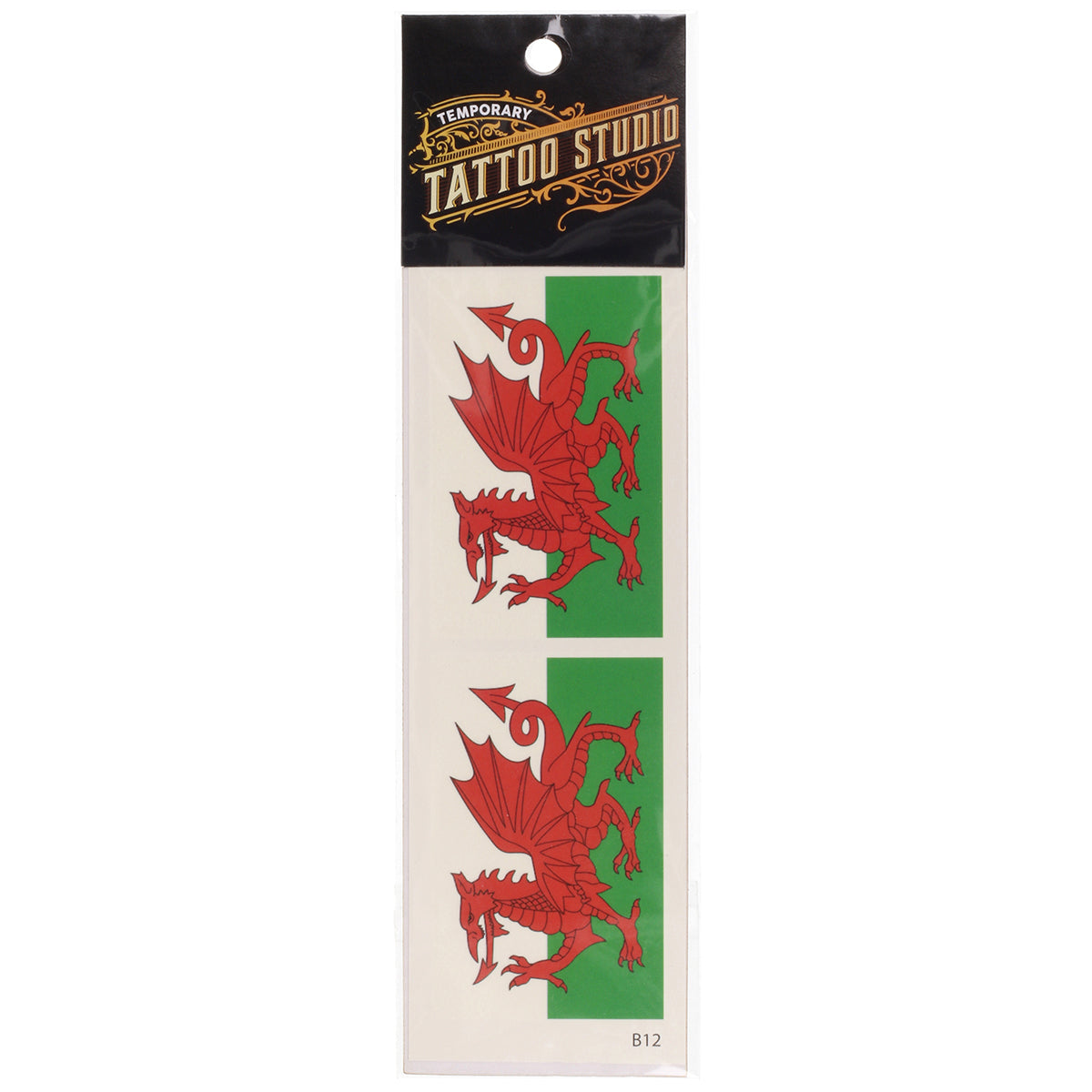 Kids Temporary Tattoos Of 2 Green, Red And White Welsh Flags – Stands ...
