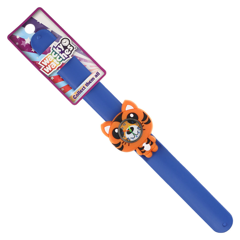 Blue Silicone Slap Band Wacky Watch With A Black And Orange Tiger Watch ...